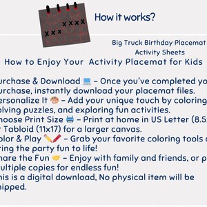 Birthday Monster Big Truck Birthday Placement Activity Sheets ...