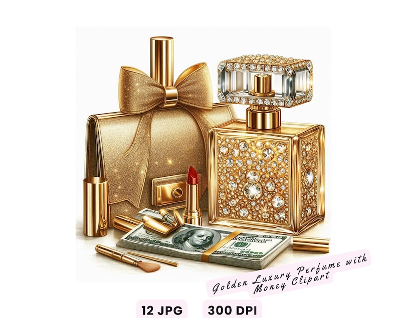 Luxury Perfume Clipart, Elegant Girly Glam Clipart, Golden Luxury ...