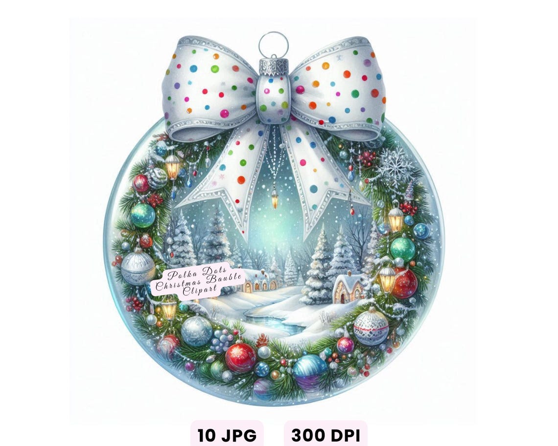 Christmas Ball Clipart, Xmas Ornaments Clipart, Polka Dots Christmas ...