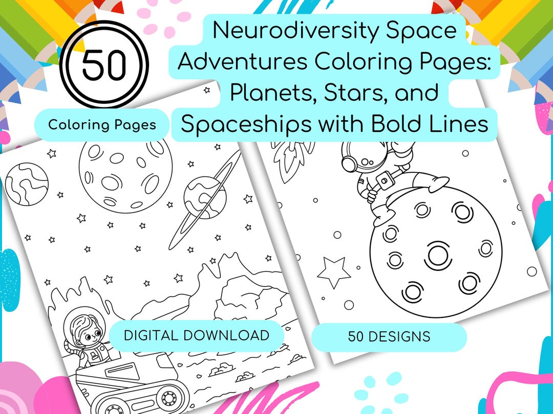 Neurodiversity Space Adventures Coloring Pages, Planets, Stars, and ...