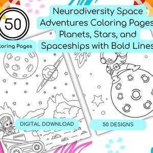 Neurodiversity Space Adventures Coloring Pages, Planets, Stars, and ...