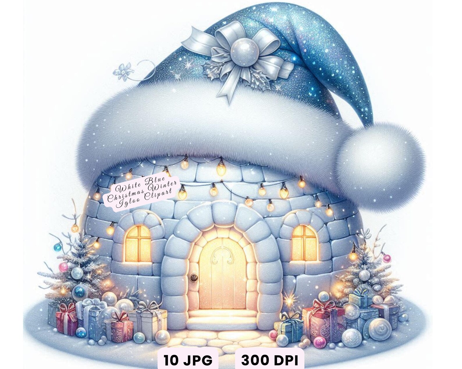 Winter House Clipart, Christmas House Clipart, 10 Whimsical Igloo ...