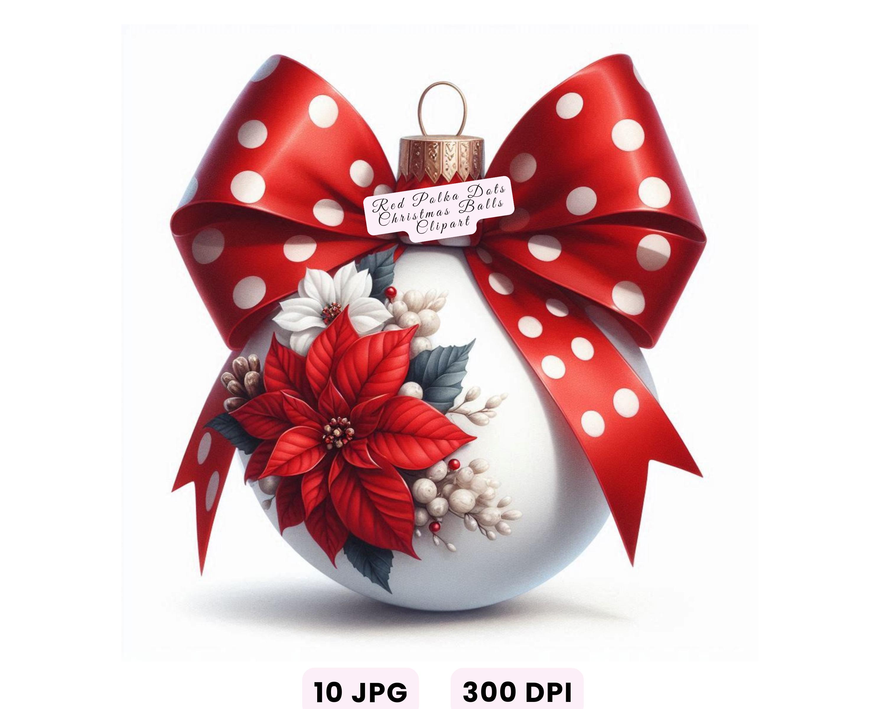 Christmas Ornaments Clipart, Red Christmas Bauble Clipart, Elegant ...