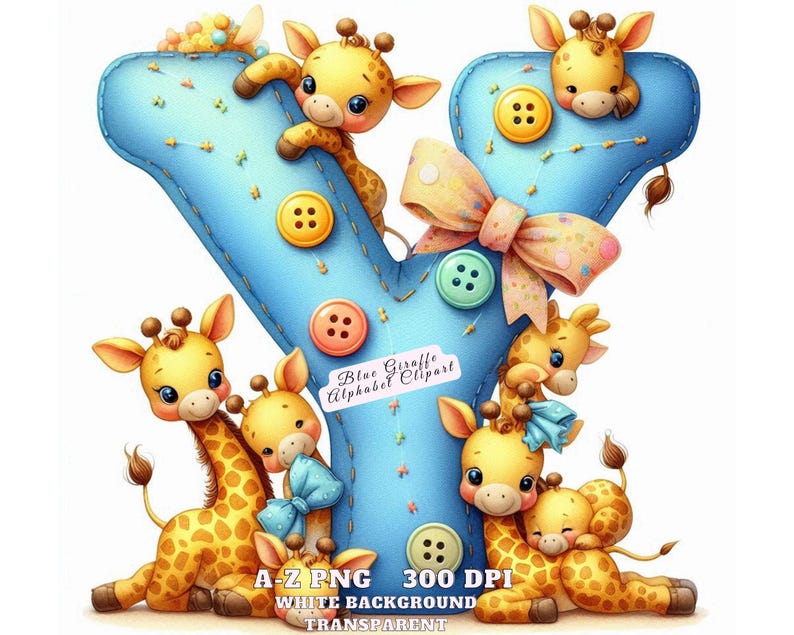 Alphabet Clipart, Kiddie Animal Alphabets Clip Art, Blue Giraffe ...