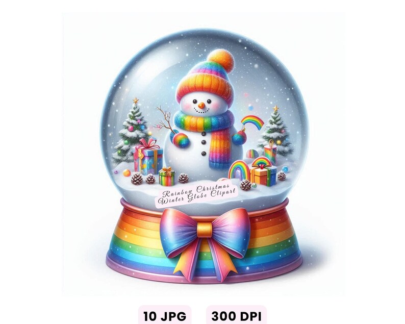 Rainbow Christmas Winter Globe Clipart, Magical Rainbow Winter Globe ...