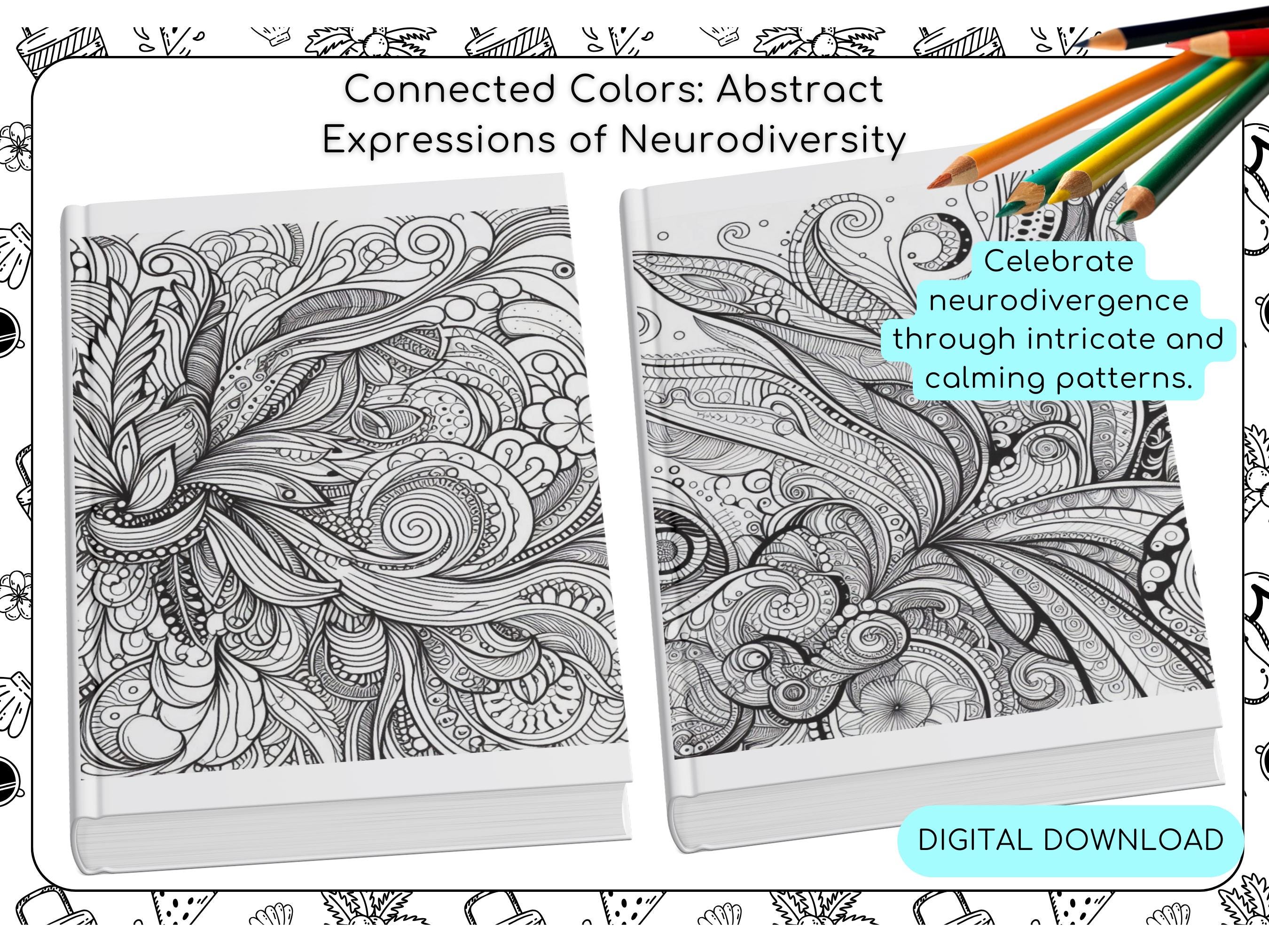 Abstract Coloring Pages for Neurodiversity Calm, Creative Art Designs ...