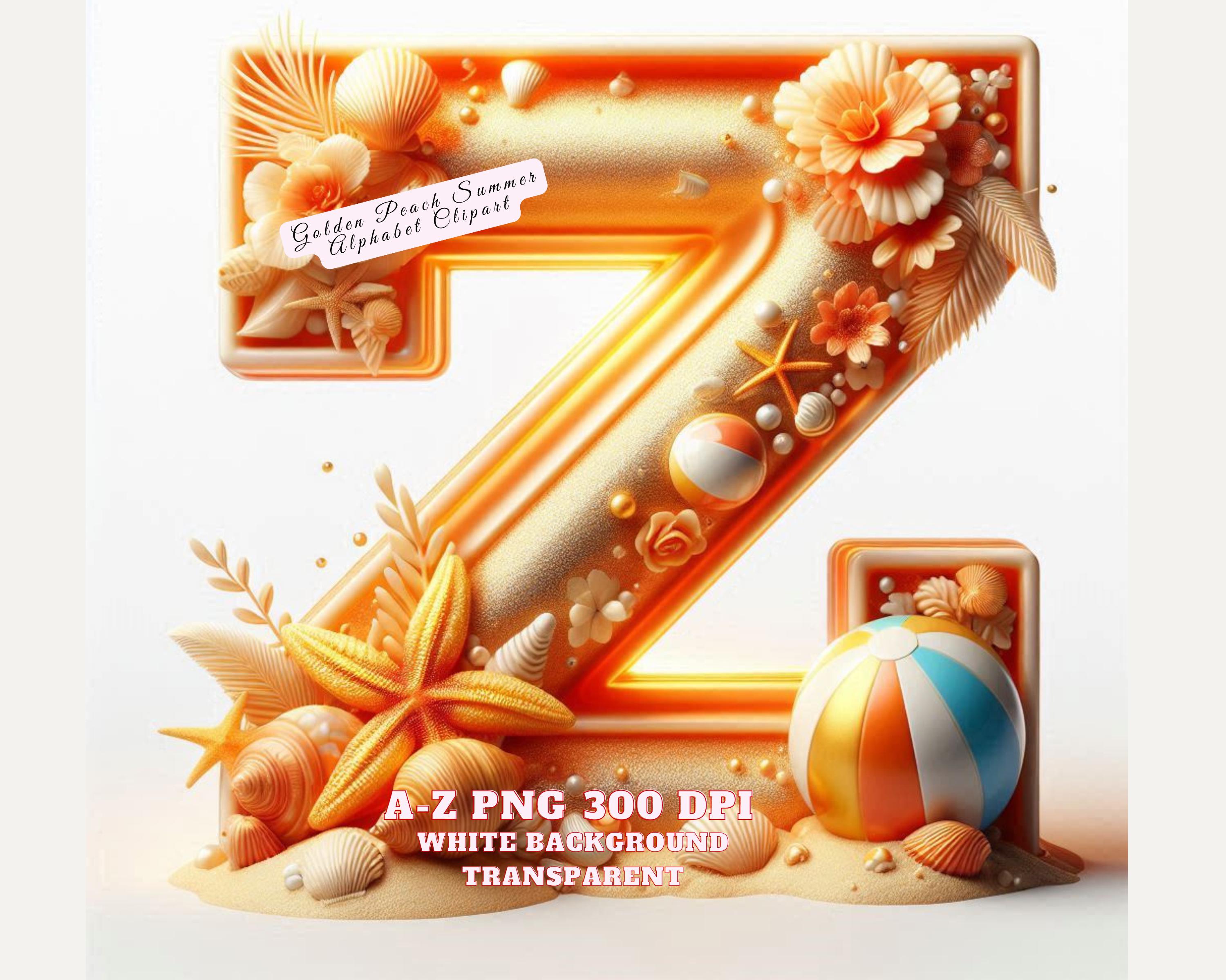 Golden Peach Alphabet Clipart, Summer Watercolor Letters, Peachy Font ...