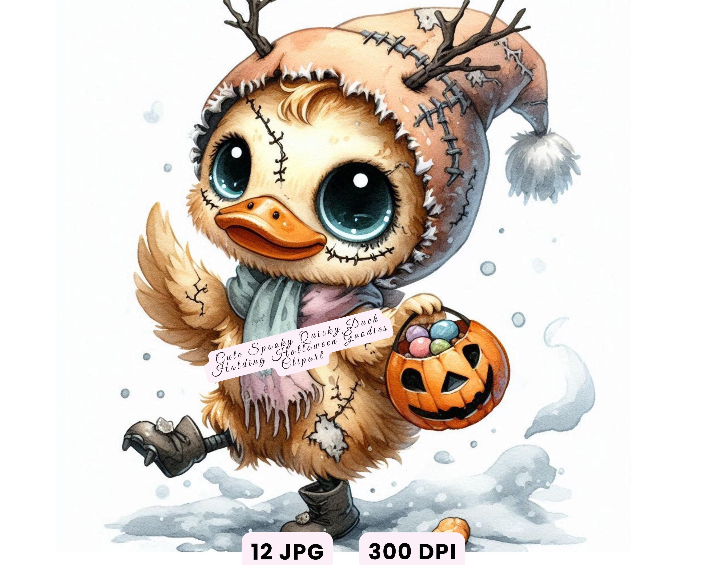 Cute Halloween Duck Clipart With Candies, 12 Spooky Cute Duckling Jpgs ...