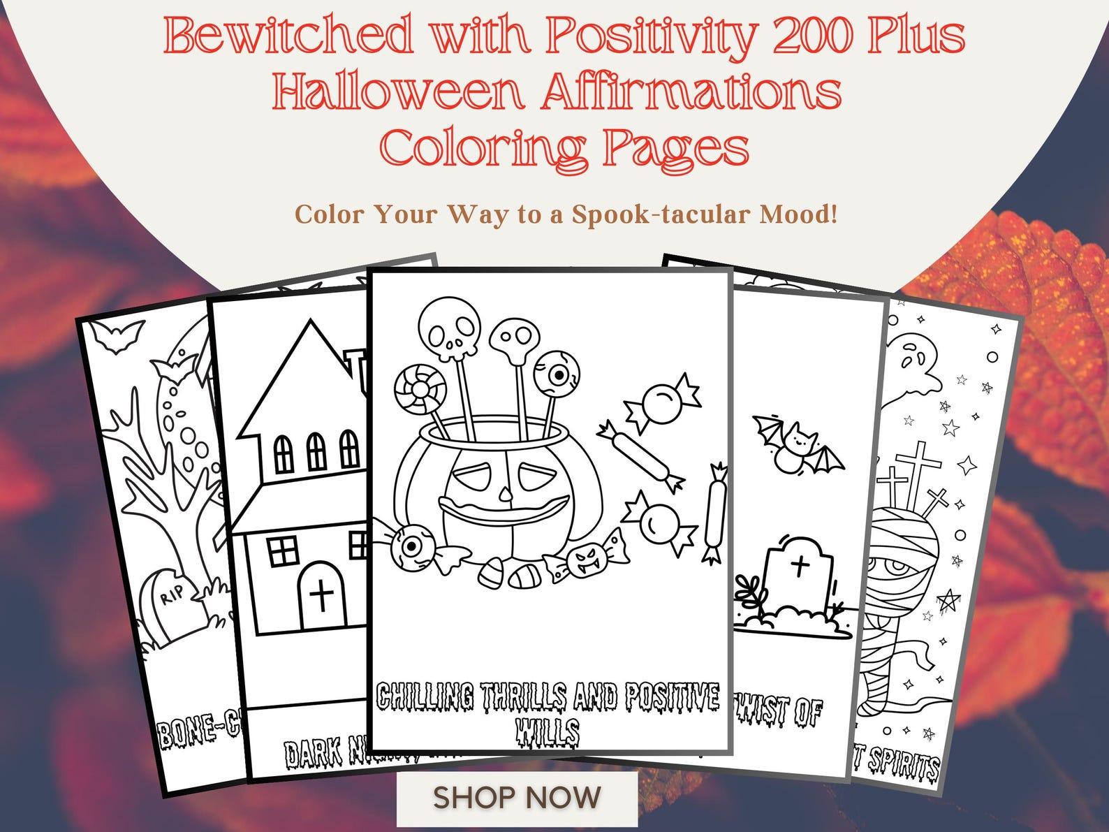 Halloween Coloring Sheets With Spooky Positive Affirmations Adult ...