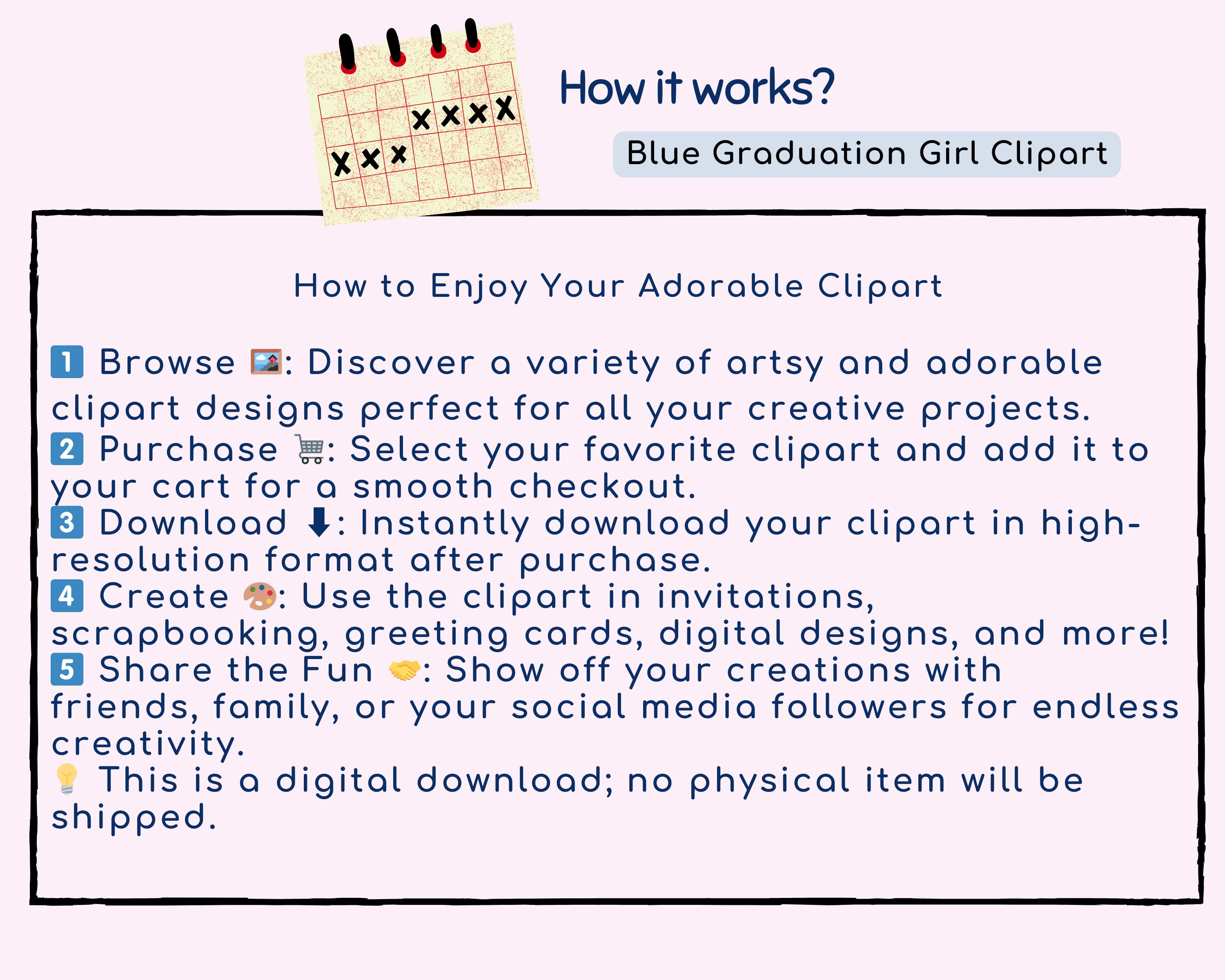 Blue Graduation Girl Clipart PNG, Cute Graduate Digital Download, Class ...