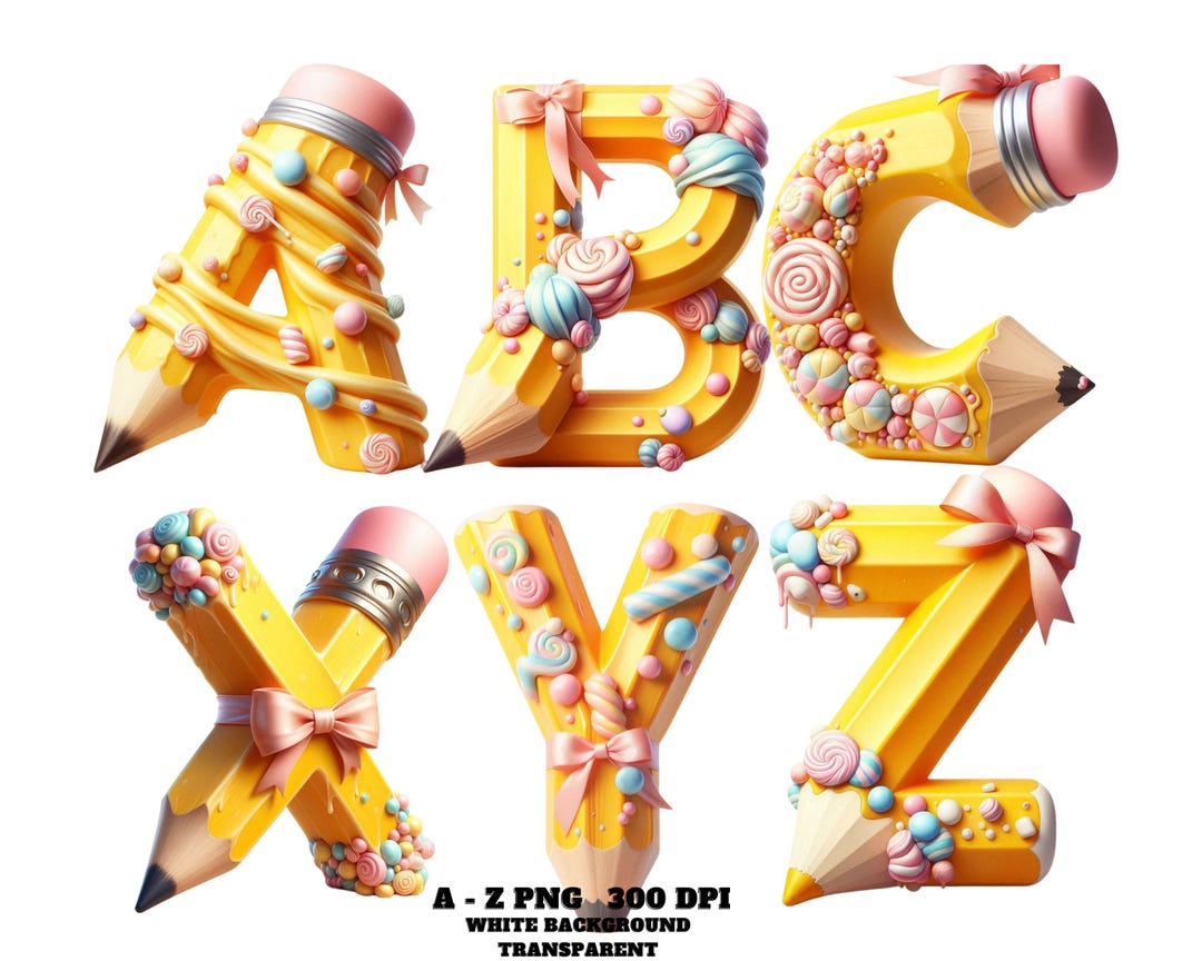 Alphabet Clipart, Pencil Alphabet Clipart, Pencil Candy Doodle Letters ...