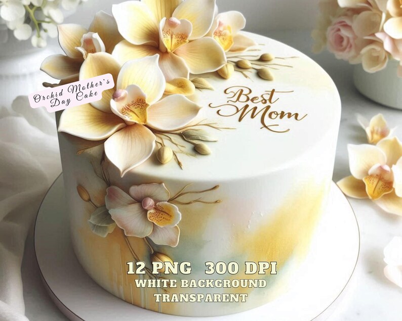 Mothers Day Cake Clipart, Orchid Mother's Day Cake, Floral Cake Best ...