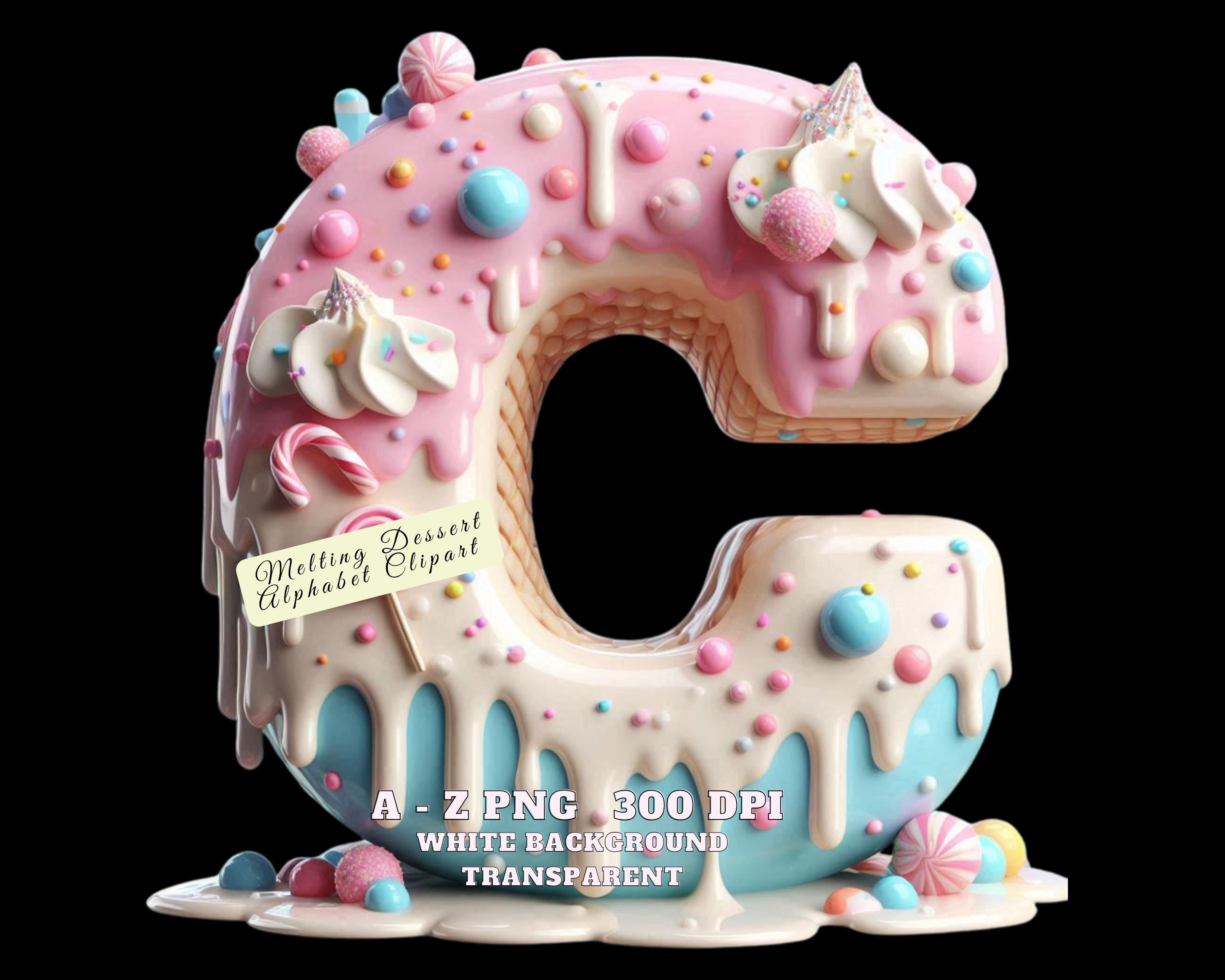 Alphabet Letters Clipart, Watercolor Sweet Melting Desserts Alphabet ...