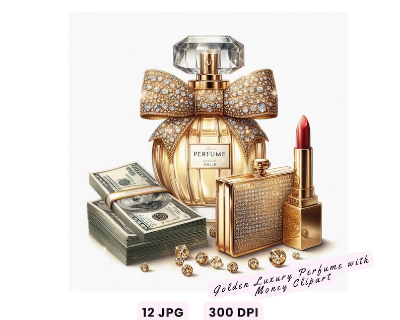 Luxury Perfume Clipart, Elegant Girly Glam Clipart, Golden Luxury ...