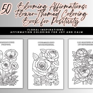 Flower-themed Affirmations Coloring Pages, Uplifting Positive Daily ...
