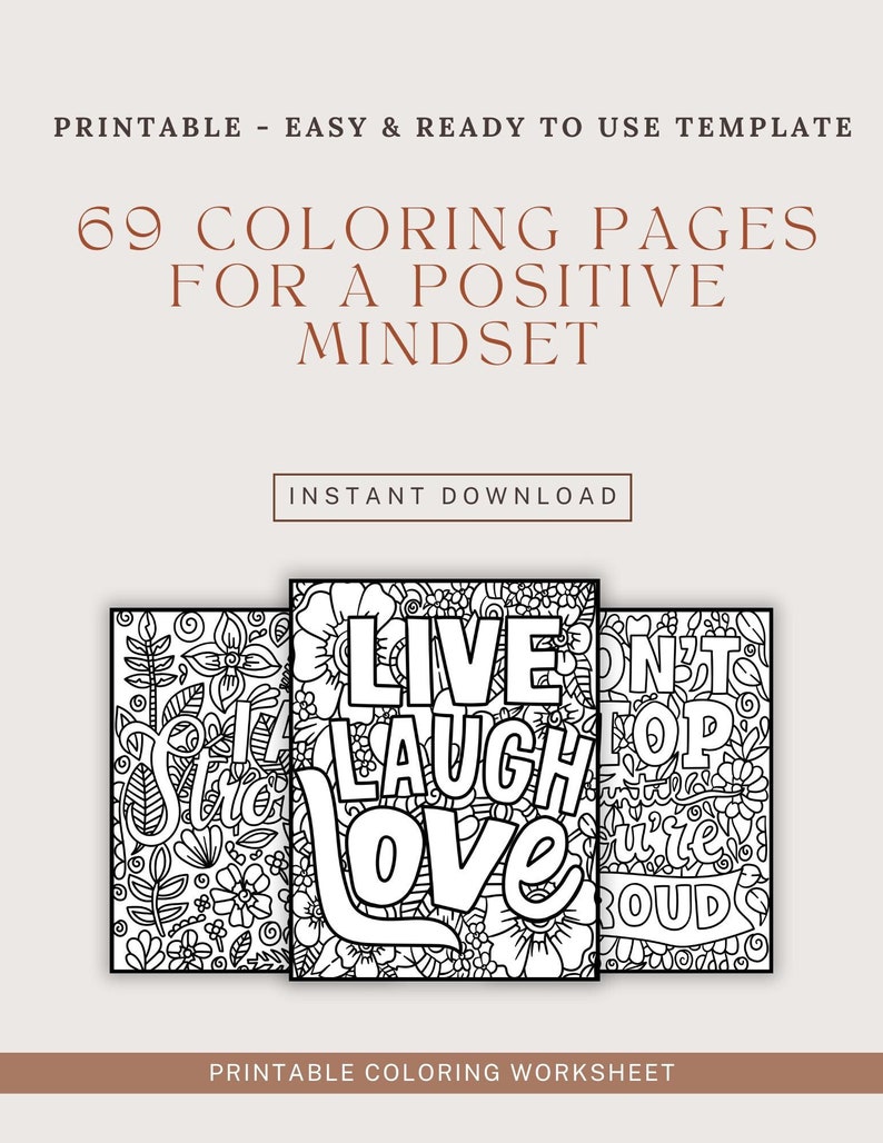 Mandala Inspired Adult Coloring Sheets, Motivational Affirmation Quote ...