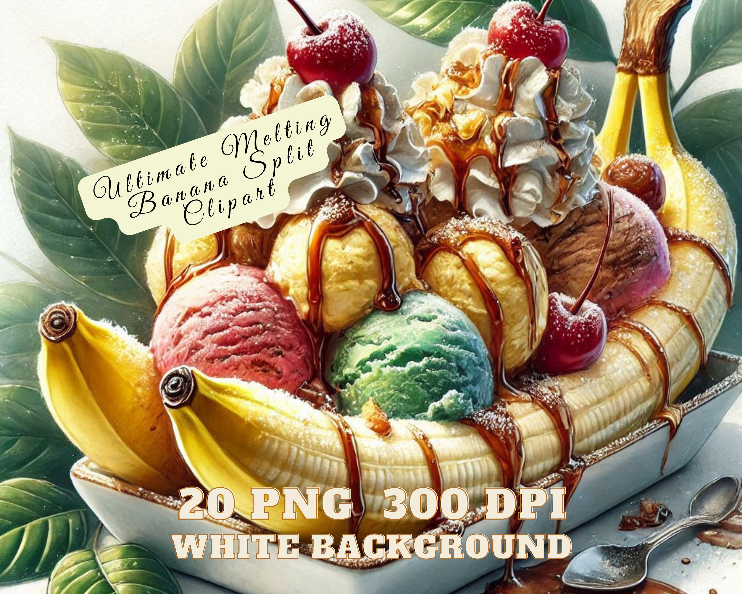 Banana Split Clipart, 20 Bundle Ultimate Melting Banana Split Clipart ...