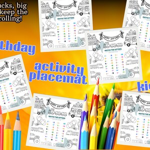 Birthday Monster Big Truck Birthday Placement Activity Sheets ...
