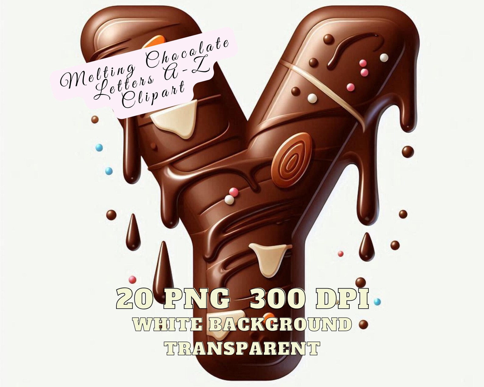Chocolate Alphabet Clipart, Melting Chocolate Letters A-Z Clipart, 3D ...