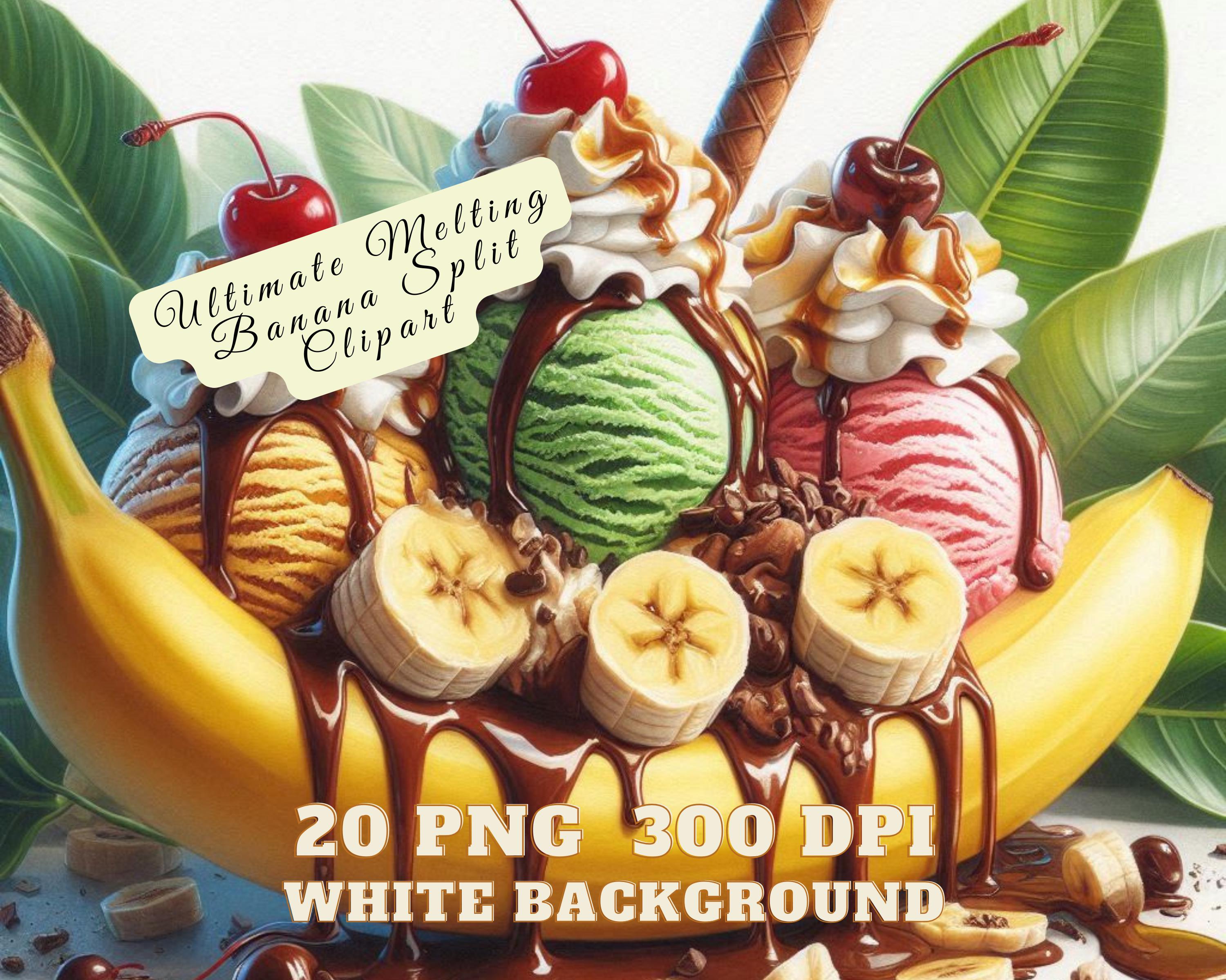 Banana Split Clipart, 20 Bundle Ultimate Melting Banana Split Clipart ...