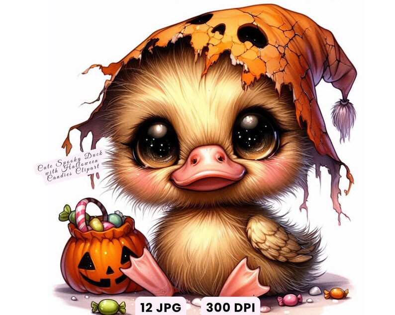 Spooky Halloween Duck Clipart, Halloween Duck Clipart, Adorable Spooky ...