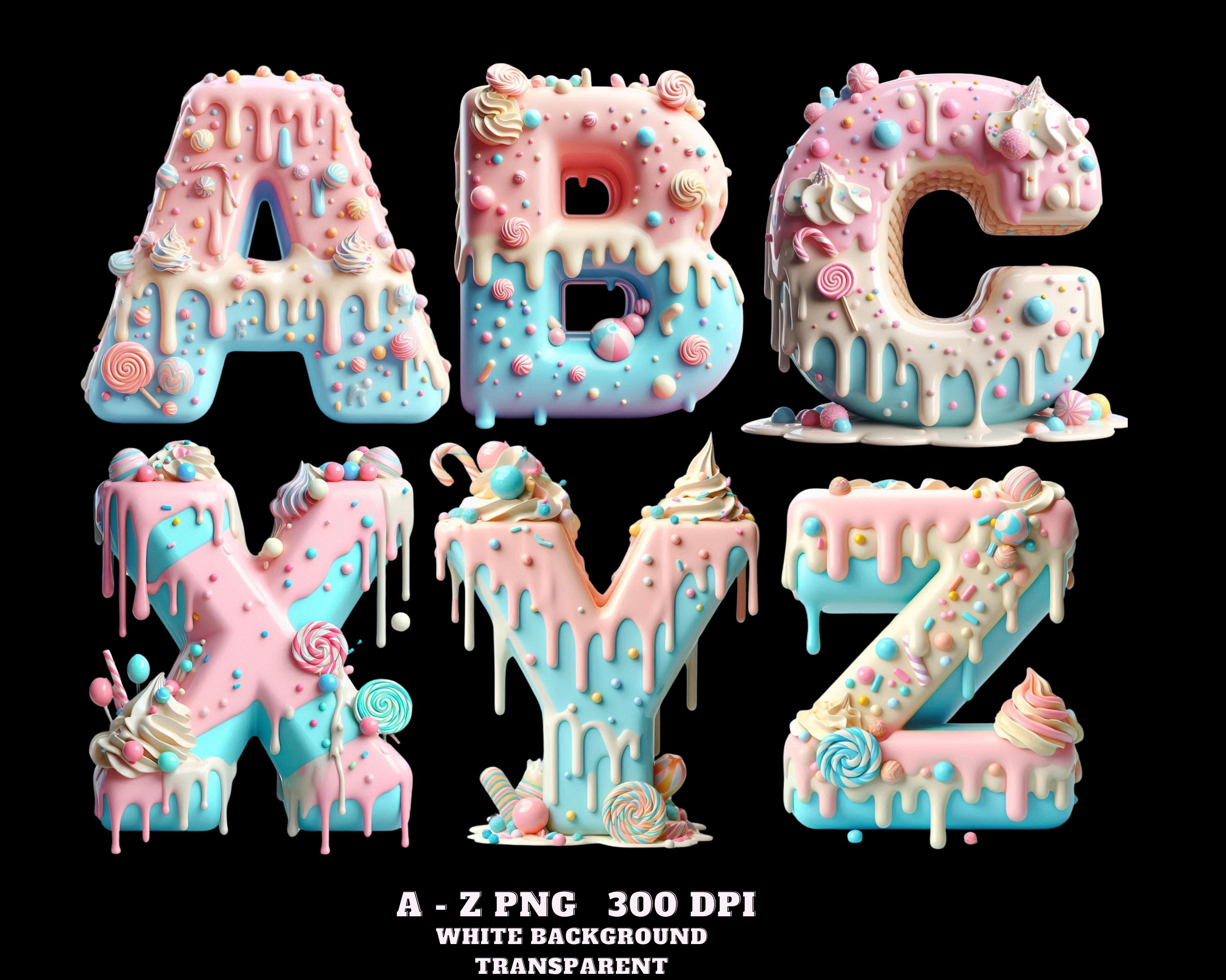 Alphabet Letters Clipart, Watercolor Sweet Melting Desserts Alphabet ...