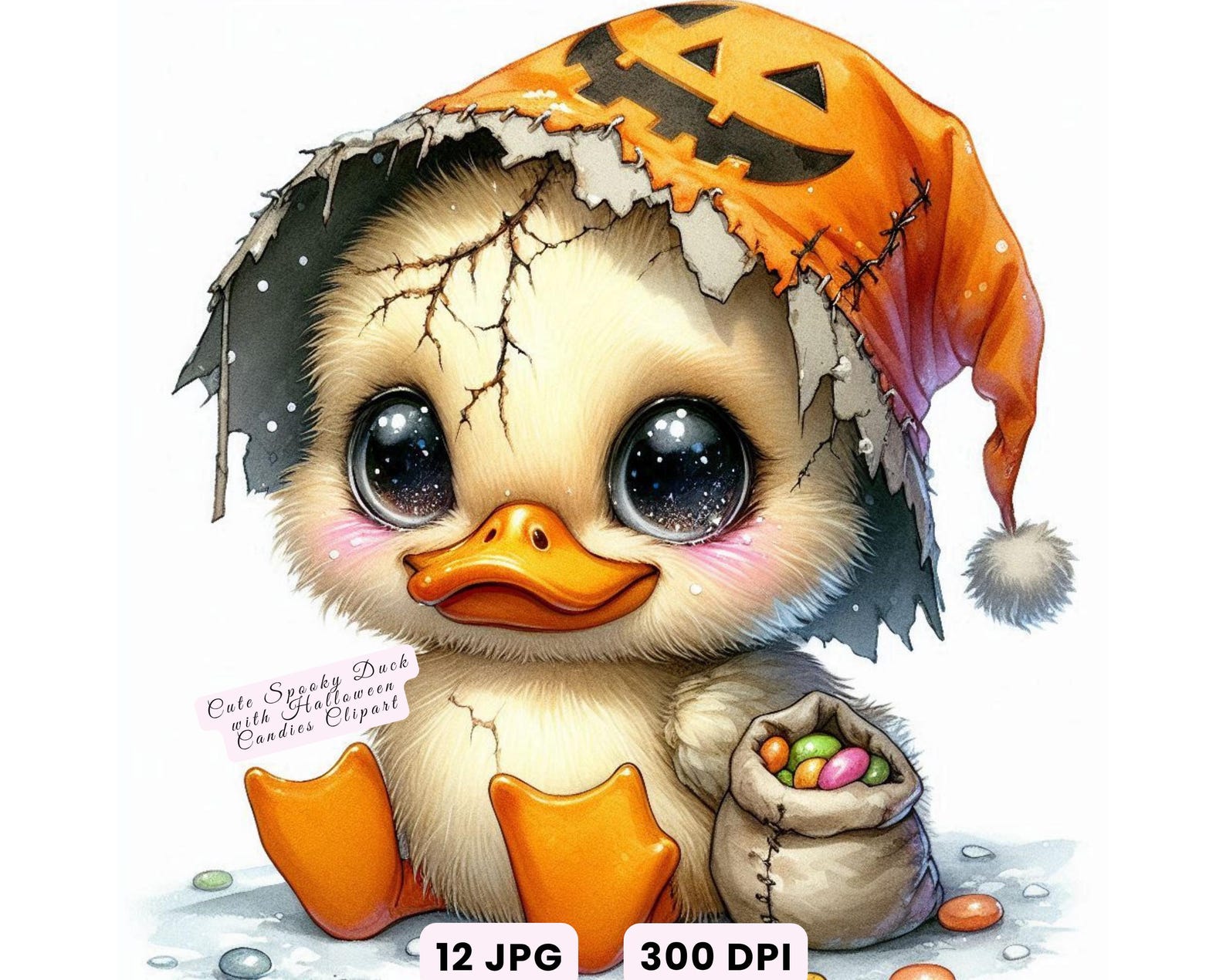 Spooky Halloween Duck Clipart, Halloween Duck Clipart, Adorable Spooky ...