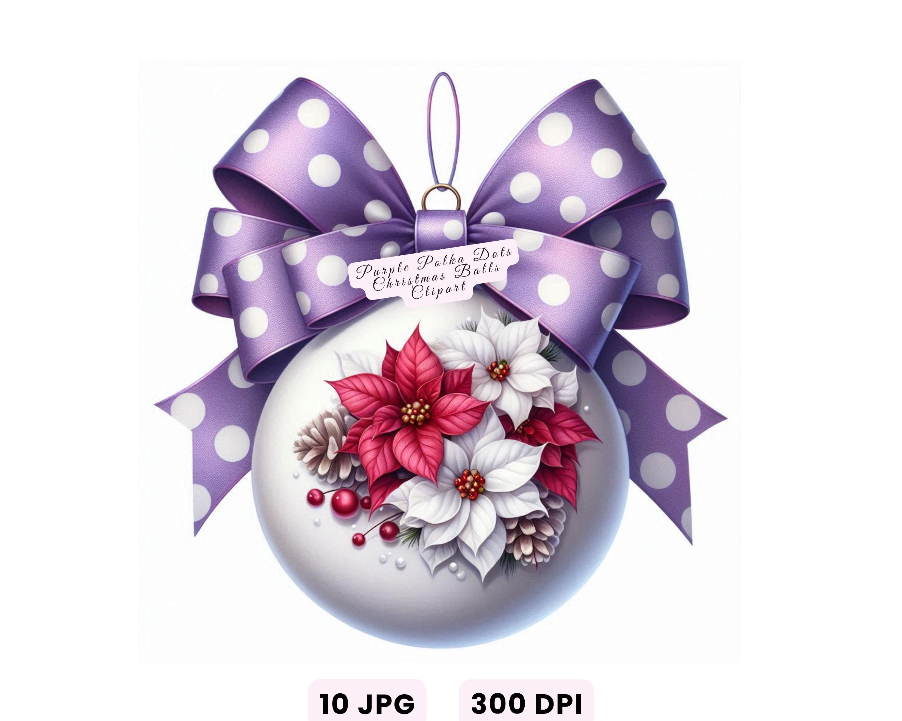 Christmas Ornaments Clipart, Polka Dots Christmas Baubles Clipart ...