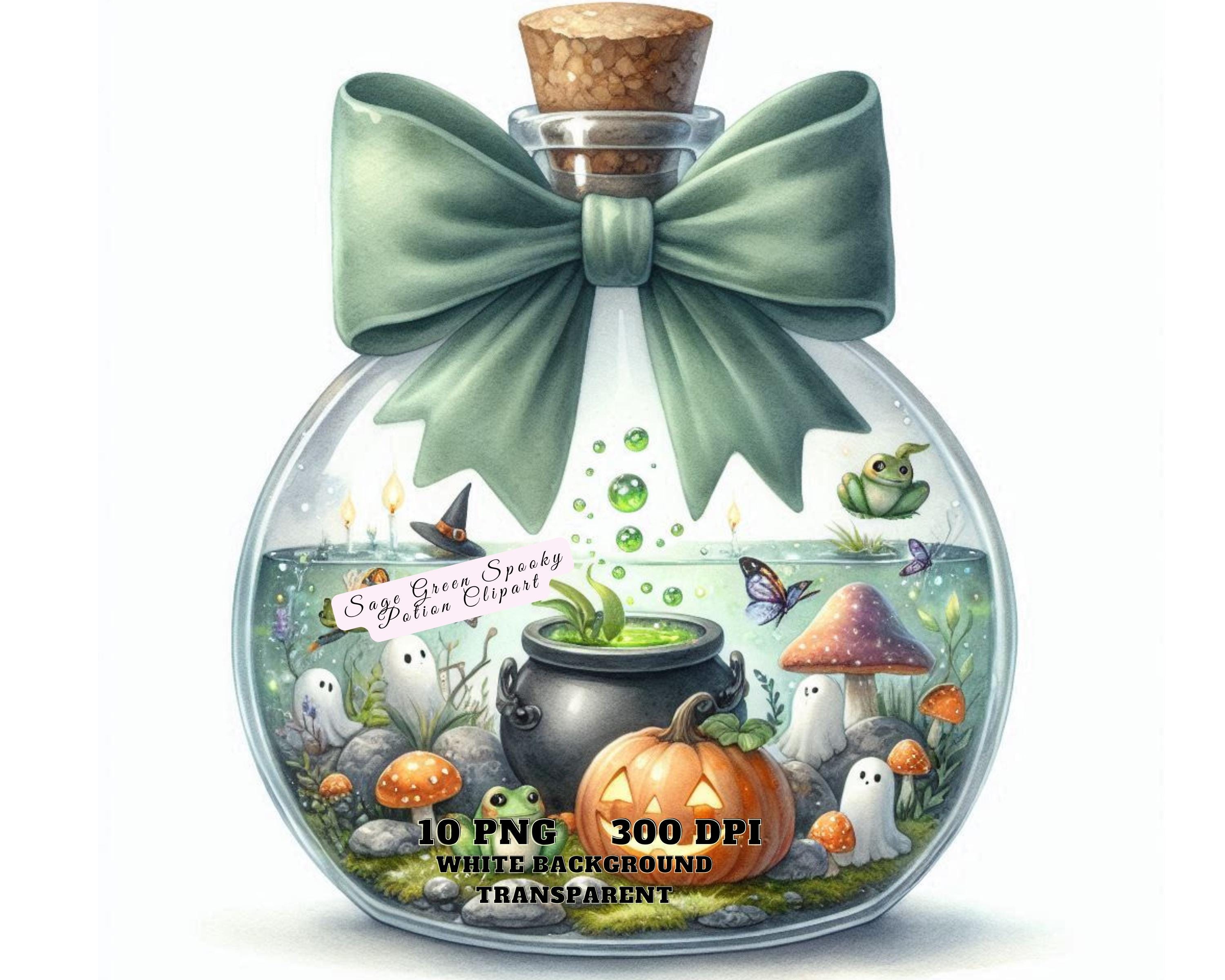 Spooky Potion Glass Jar Clipart, 10 Halloween Spooky Jar Clipart ...