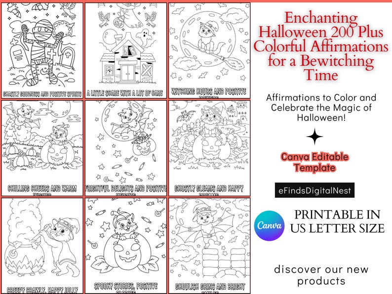 Halloween Coloring Sheets With Spooky Positive Affirmations Adult ...