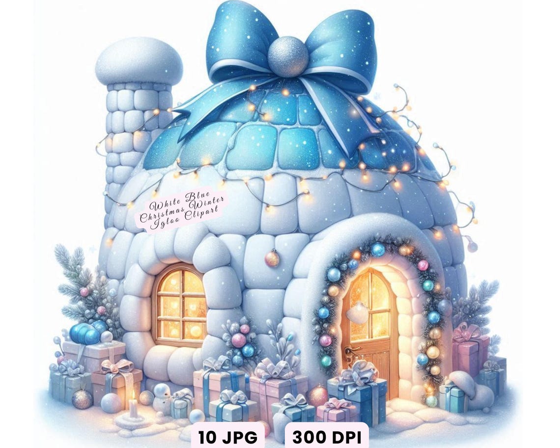 Winter House Clipart, Christmas House Clipart, 10 Whimsical Igloo ...