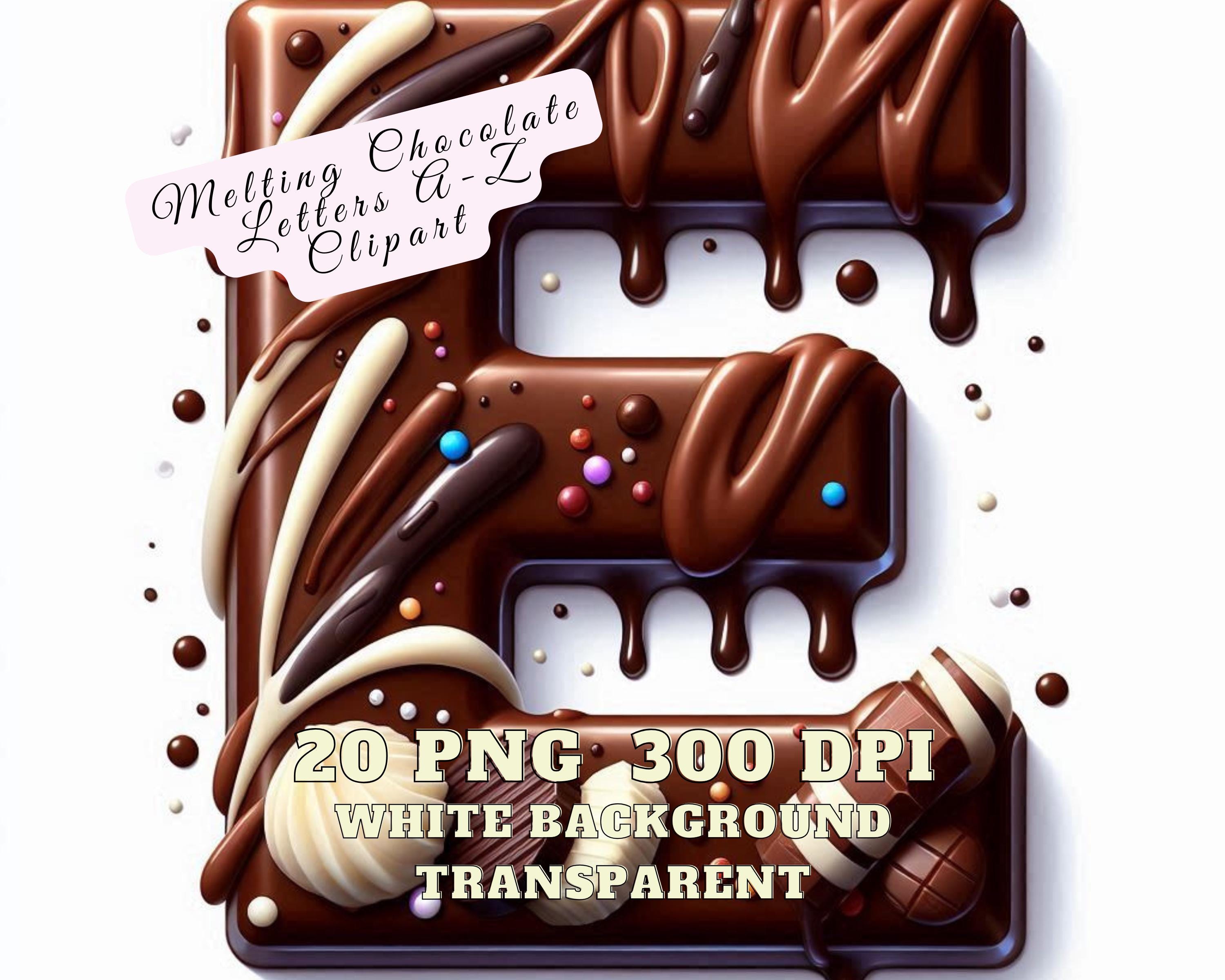 Chocolate Alphabet Clipart, Melting Chocolate Letters A-Z Clipart, 3D ...