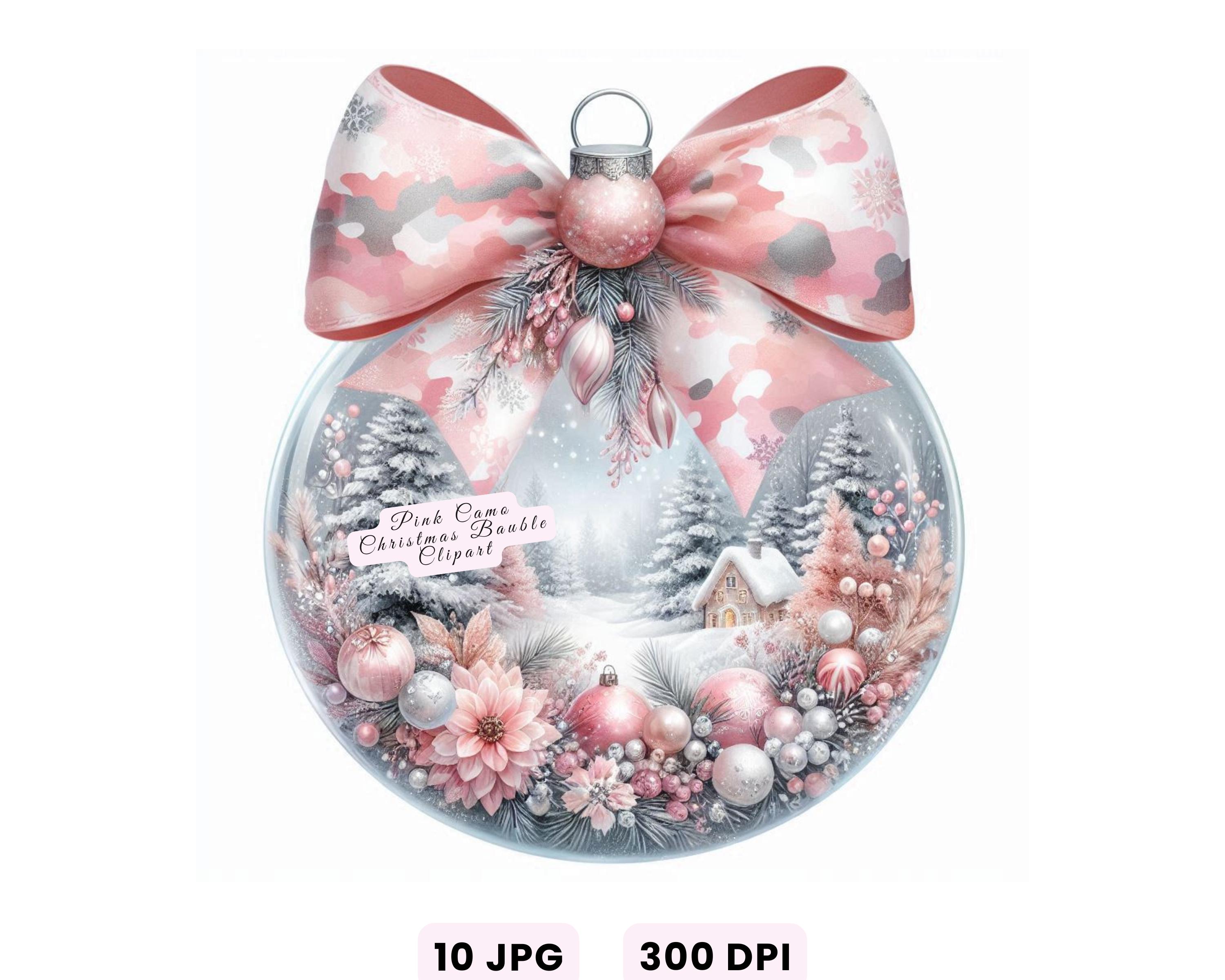 Pink Christmas Bauble Clipart, 10 Christmas Balls Clipart, Elegant Xmas ...