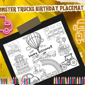 Birthday Monster Big Truck Birthday Placement Activity Sheets ...