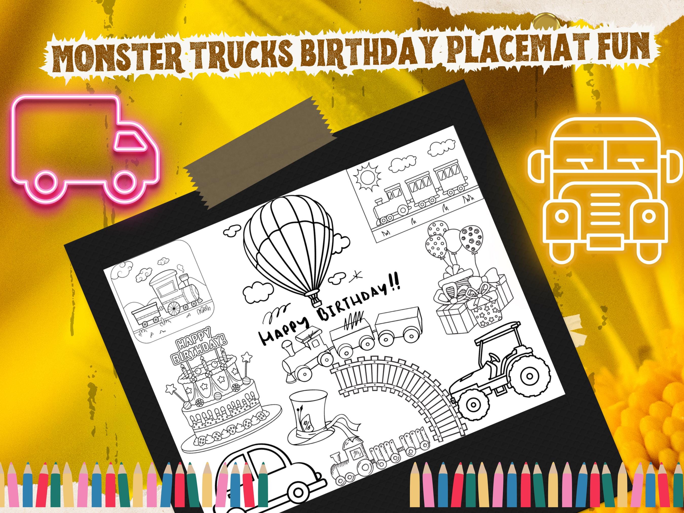 Birthday Monster Big Truck Birthday Placement Activity Sheets ...