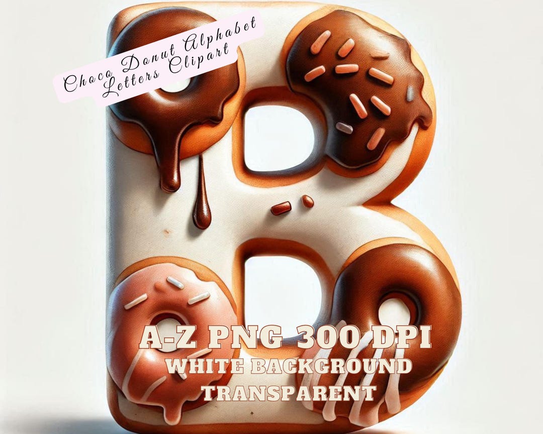 Donut Alphabet Letters, Donut 3D Letters PNG, Donut Alphabet Clipart ...