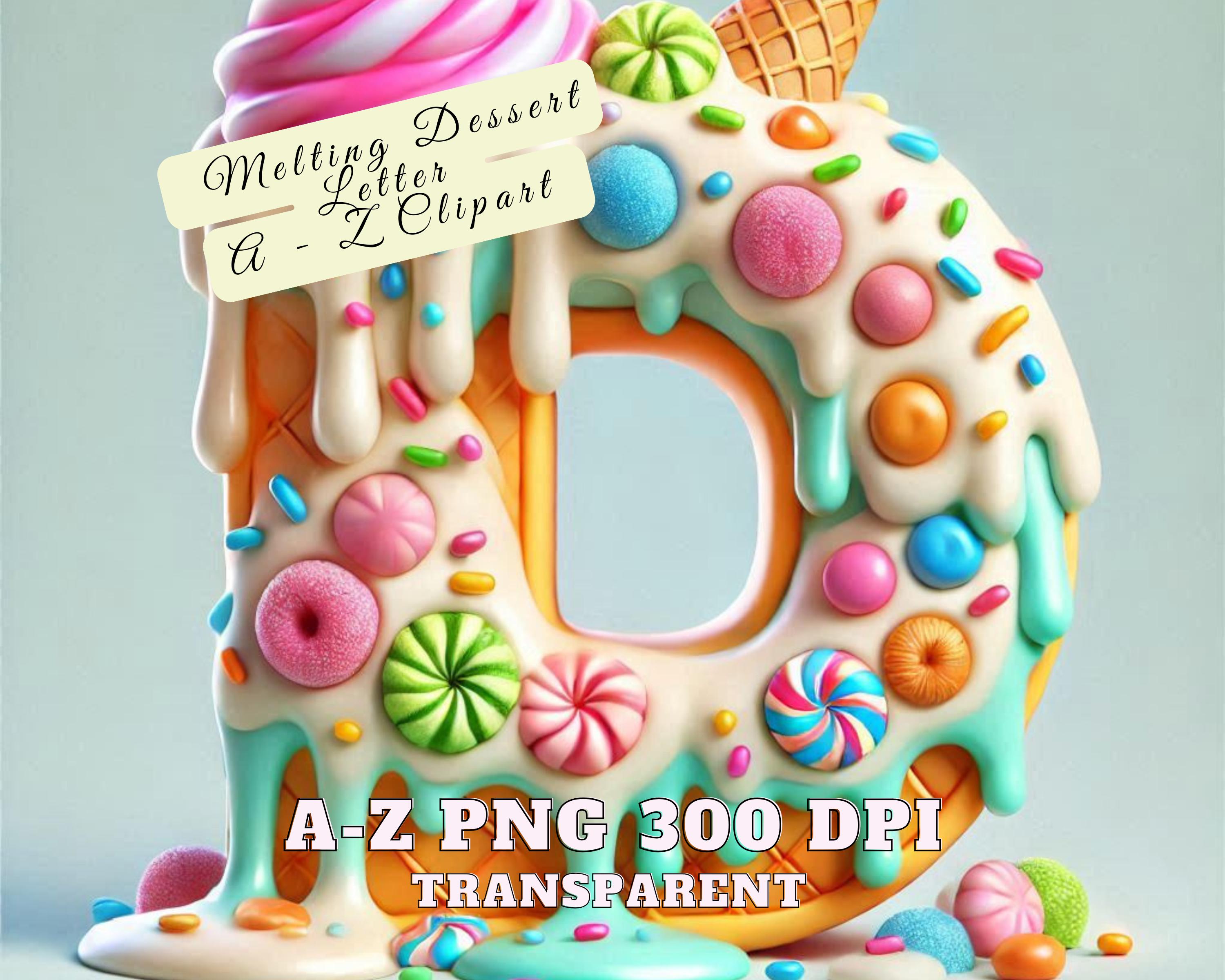 Alphabet Letters Clipart, Watercolor Sweet Melting Desserts Alphabet ...