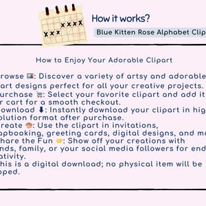 Kitten Alphabet Clipart, Blue Kitten Rose Alphabet Clipart, Cat & Rose ...