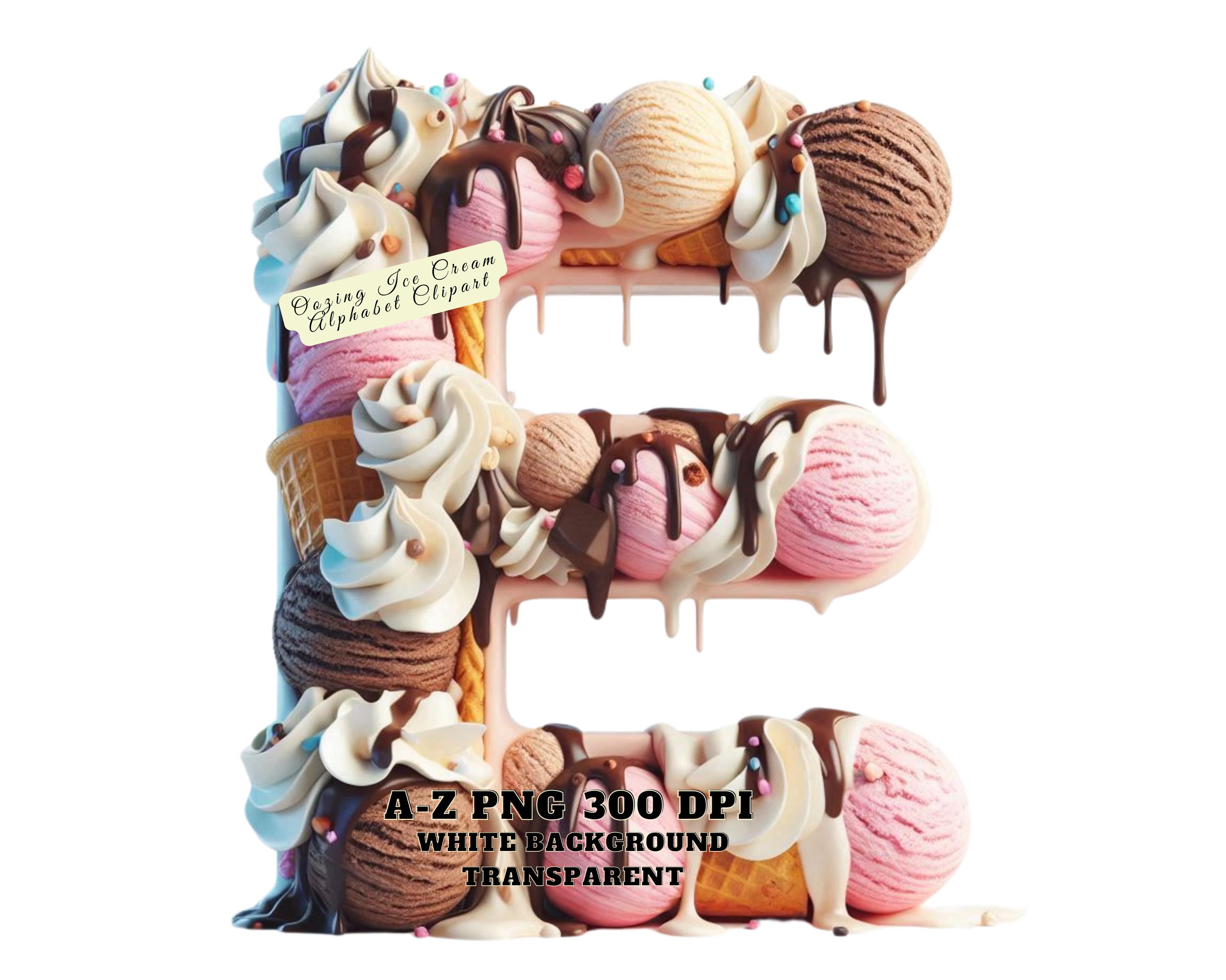 Ice Cream Alphabet Clipart, Oozing Dripping Letters PNG, Sweet Dessert ...