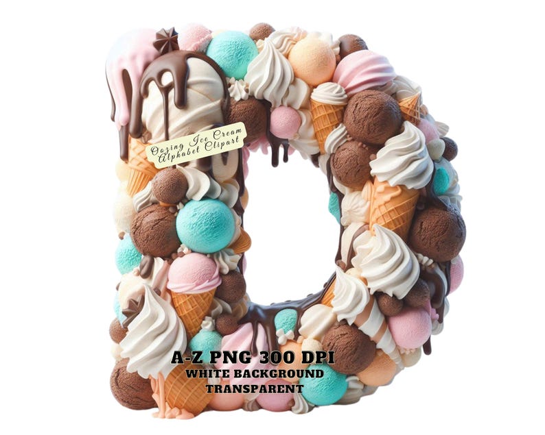 Ice Cream Alphabet Clipart, Oozing Dripping Letters PNG, Sweet Dessert ...