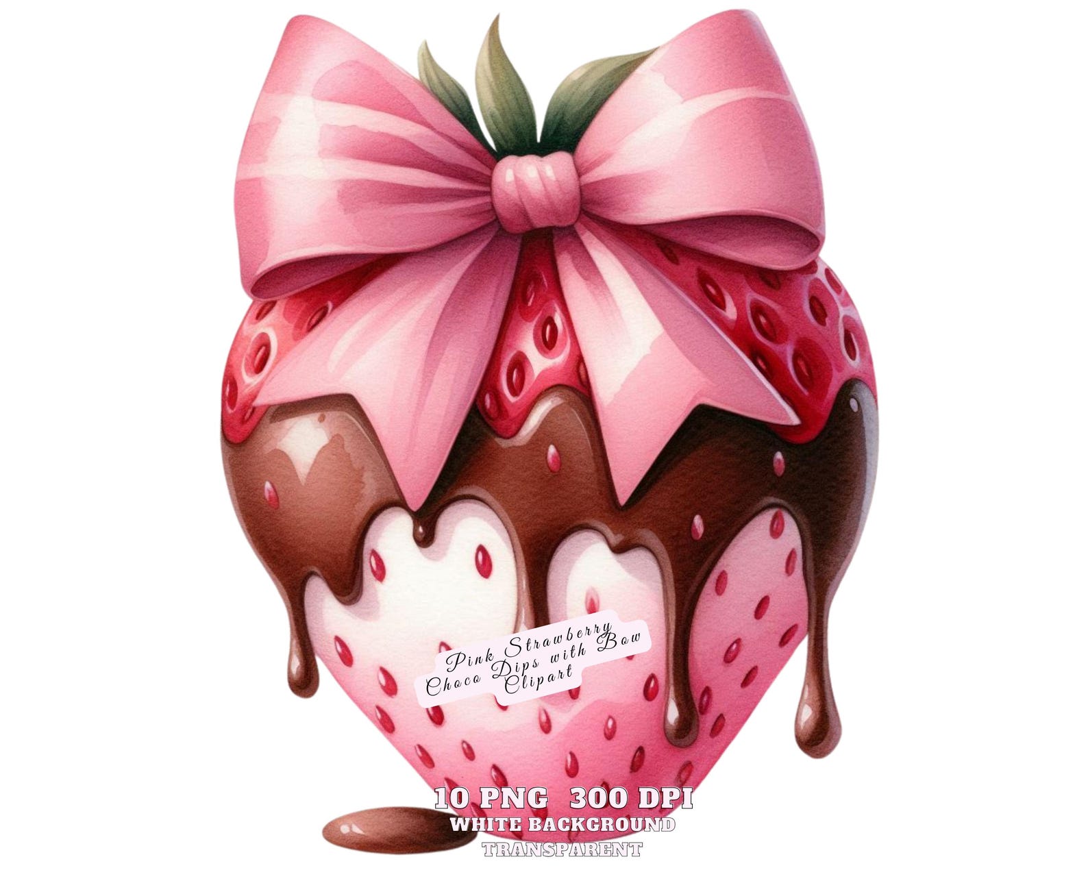 Watercolor Chocolate Covered Pink Strawberries Clipart, Romantic ...