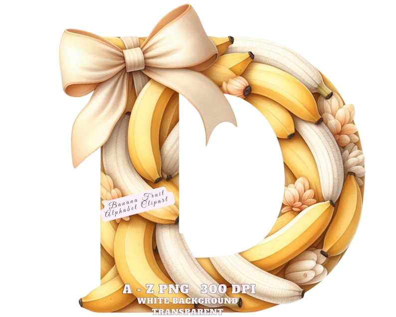 Banana Alphabet Clipart, Banana Letters PNG SVG Clipart Bundle, Banana ...