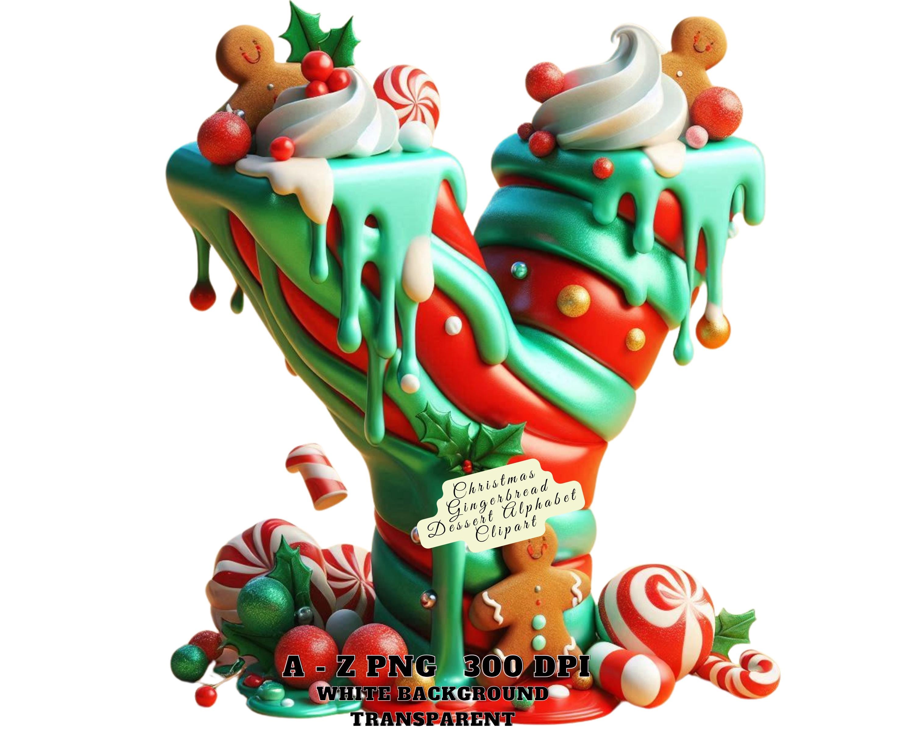 Alphabet Clipart, Christmas Letters PNG, Christmas Gingerbread Dessert ...