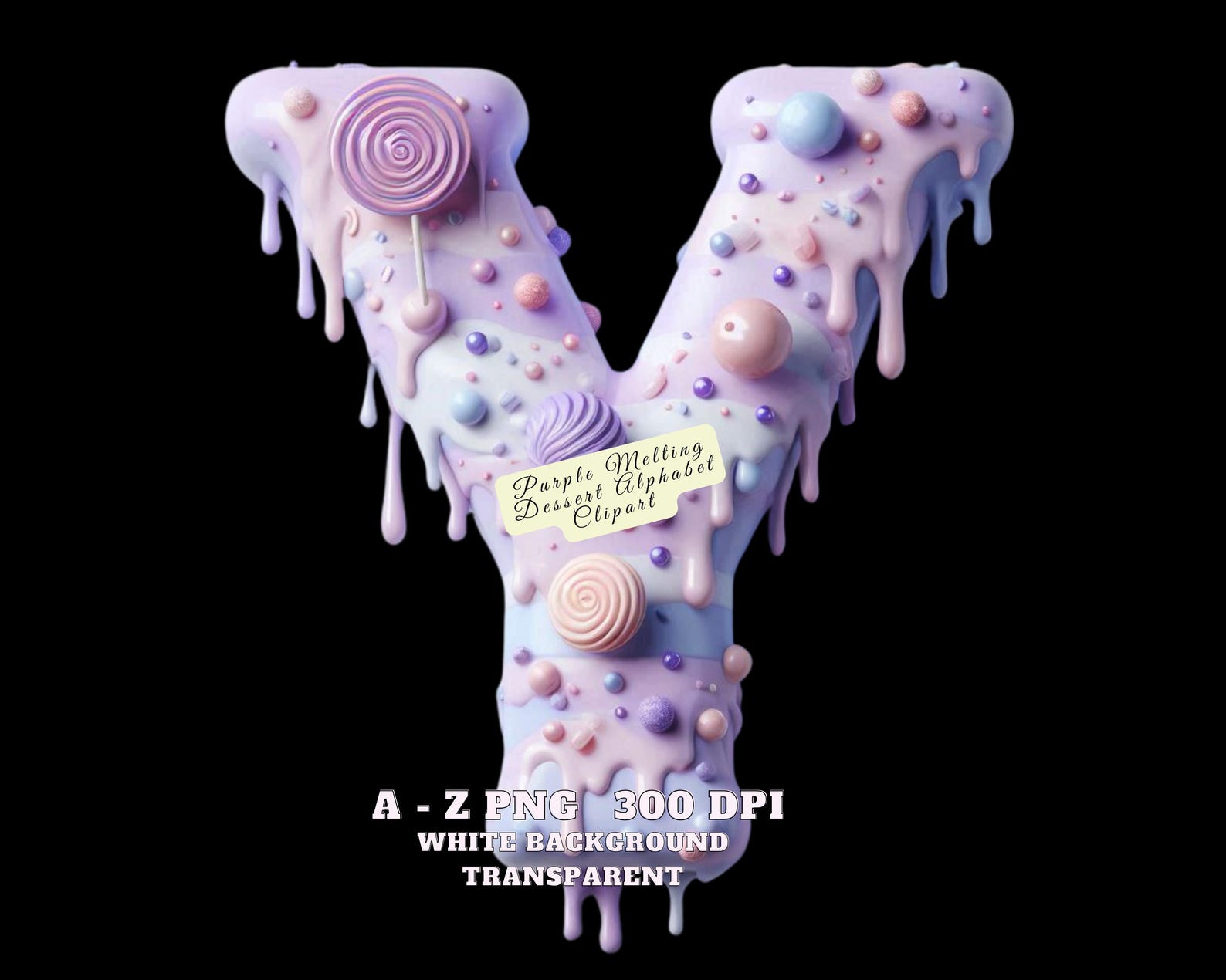 Alphabet Clipart, Purple Melting Dessert Alphabet Clipart, Melting ...