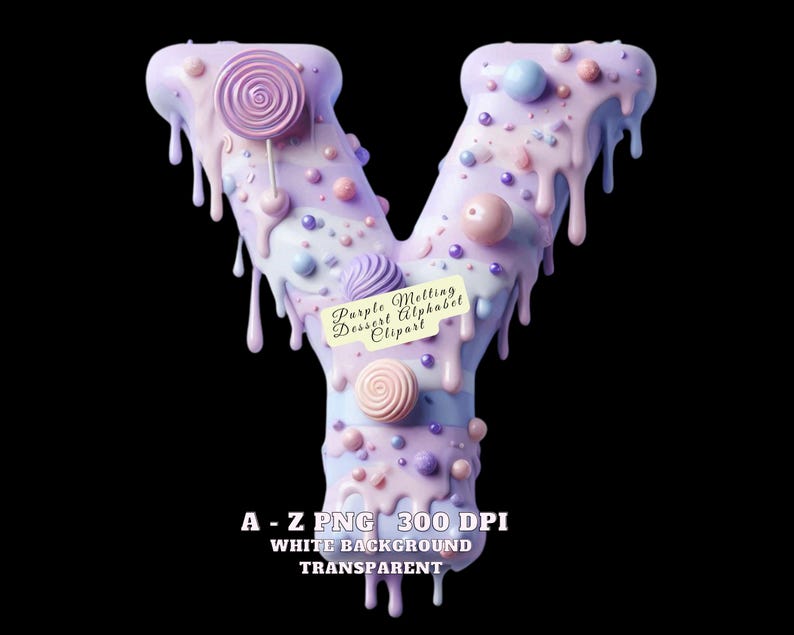 Alphabet Clipart, Purple Melting Dessert Alphabet Clipart, Melting ...