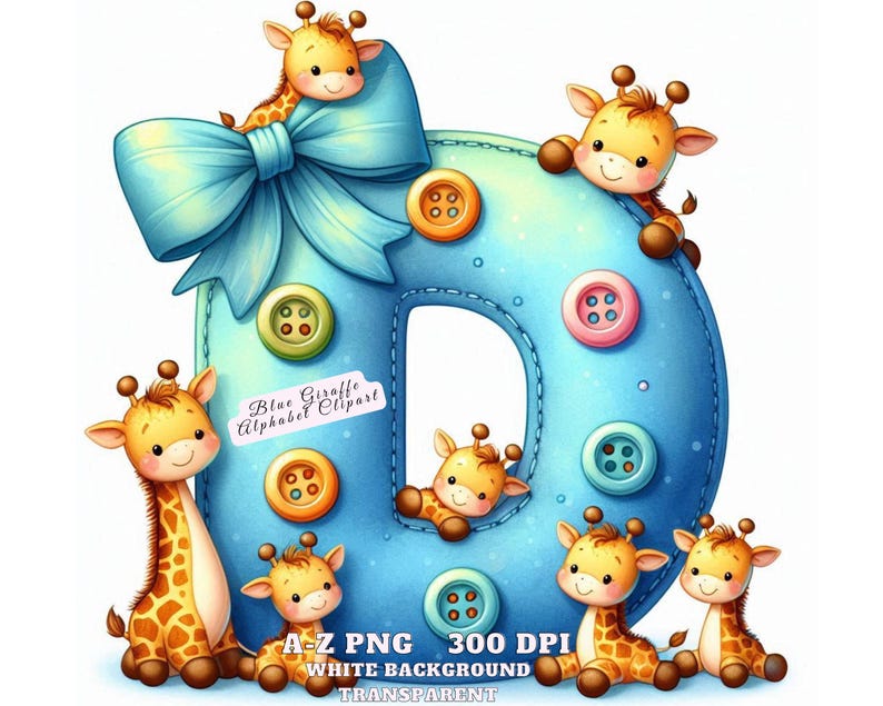 Alphabet Clipart, Kiddie Animal Alphabets Clip Art, Blue Giraffe ...