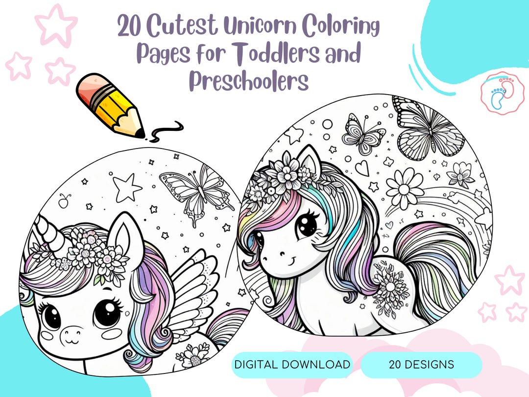Magical Unicorn Coloring Pages for Toddlers Preschoolers, Cute, Fun ...