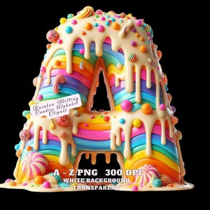 Rainbow Candy Alphabet Clipart, Rainbow Melting Alphabet Clipart PNG ...