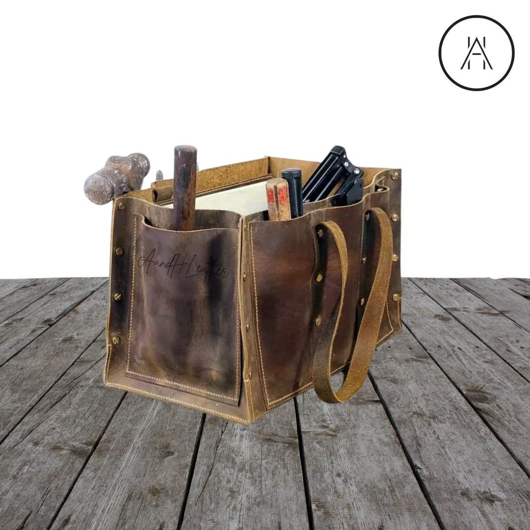 Rustic Full Grain Leather Tool Bag Box Vintage Leather, Tool Tote, Bag ...