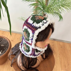 Crochet Beanie Hat Handmade,balaclava Granny Square Beany,cozy Beret ...